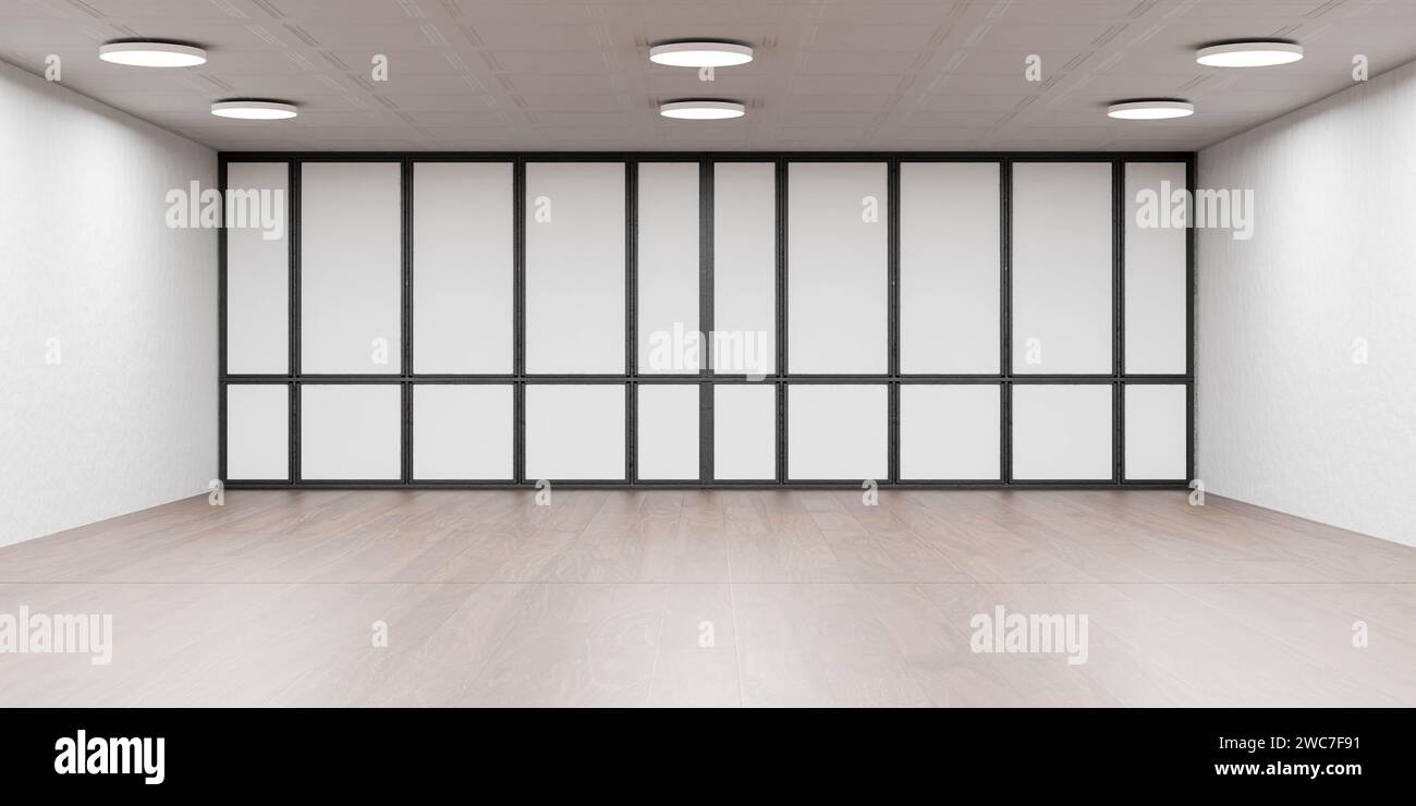 Empty Room with White Walls and Black Bars 3d render illustration Stock ...
