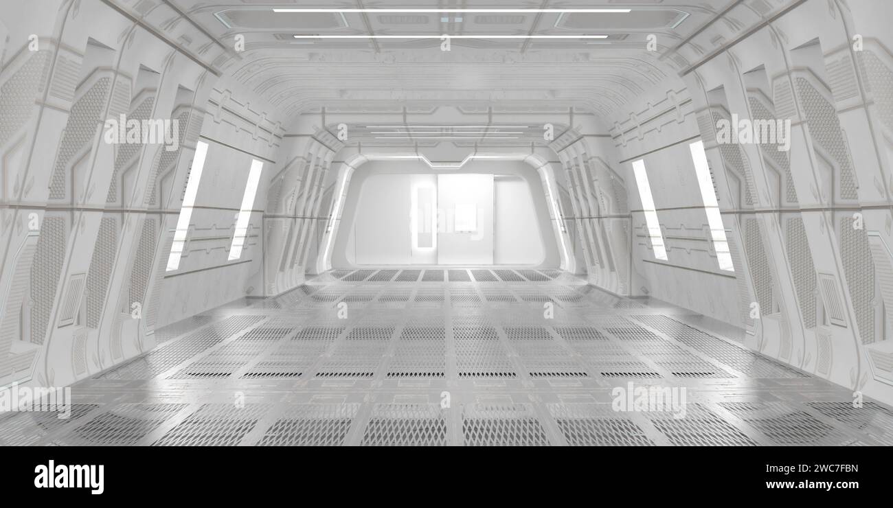 A futuristic Spacious White Room Filled with Natural Light 3d render ...