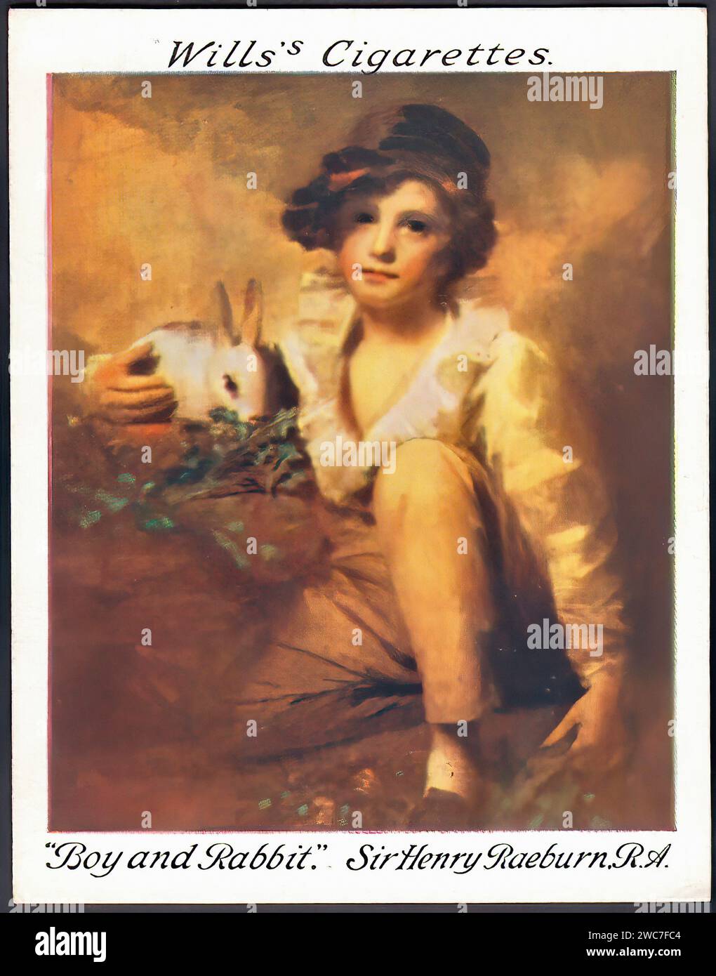 Boy and Rabbit - Vintage Cigarette Card Illustration Stock Photo - Alamy