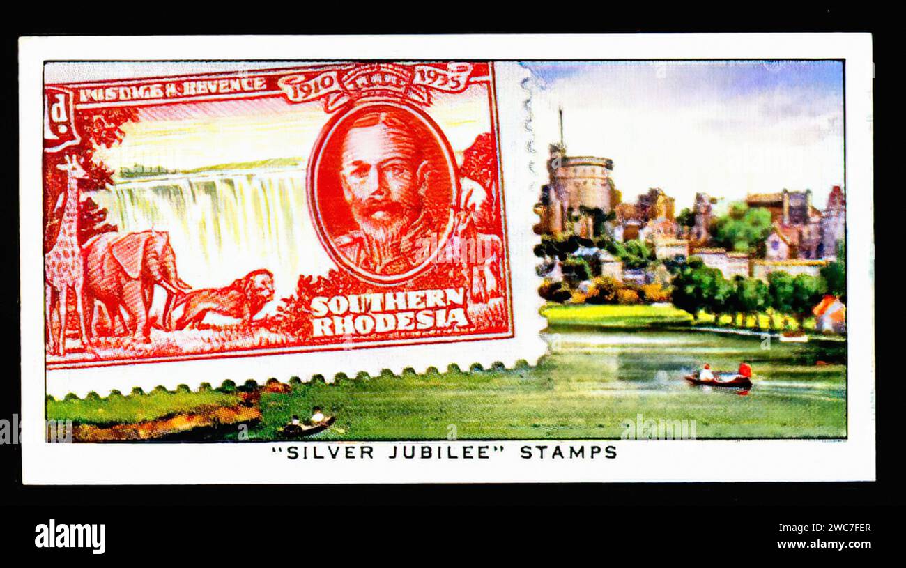 Southern Rhodesia Stamp - Vintage Cigarette Card Illustration Stock ...