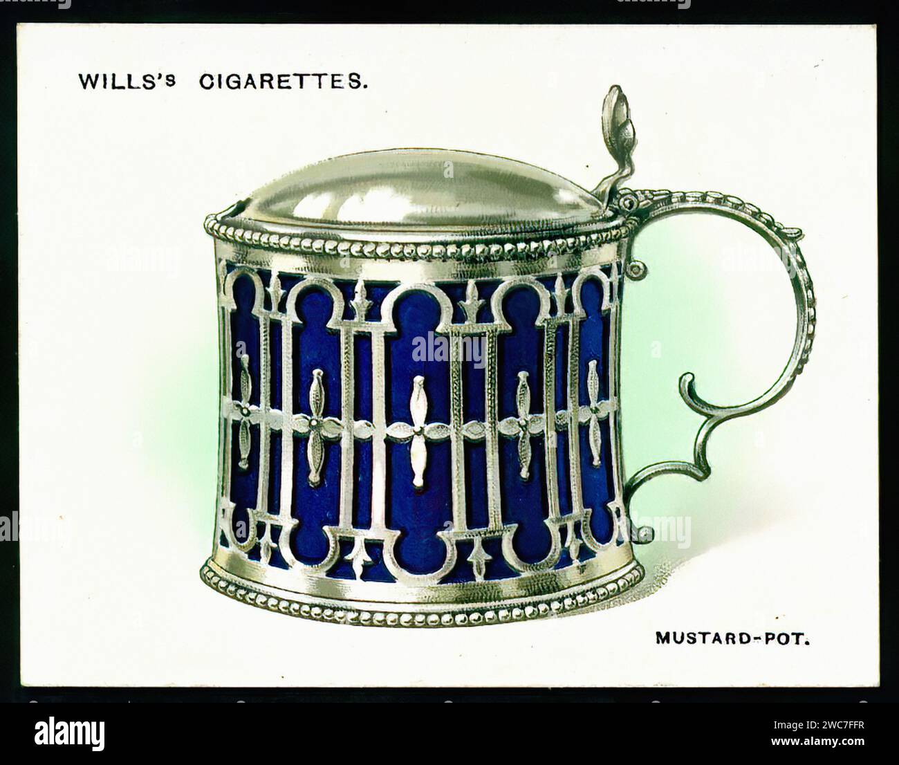 Silver Mustard Pot - Vintage Cigarette Card Illustration Stock Photo ...