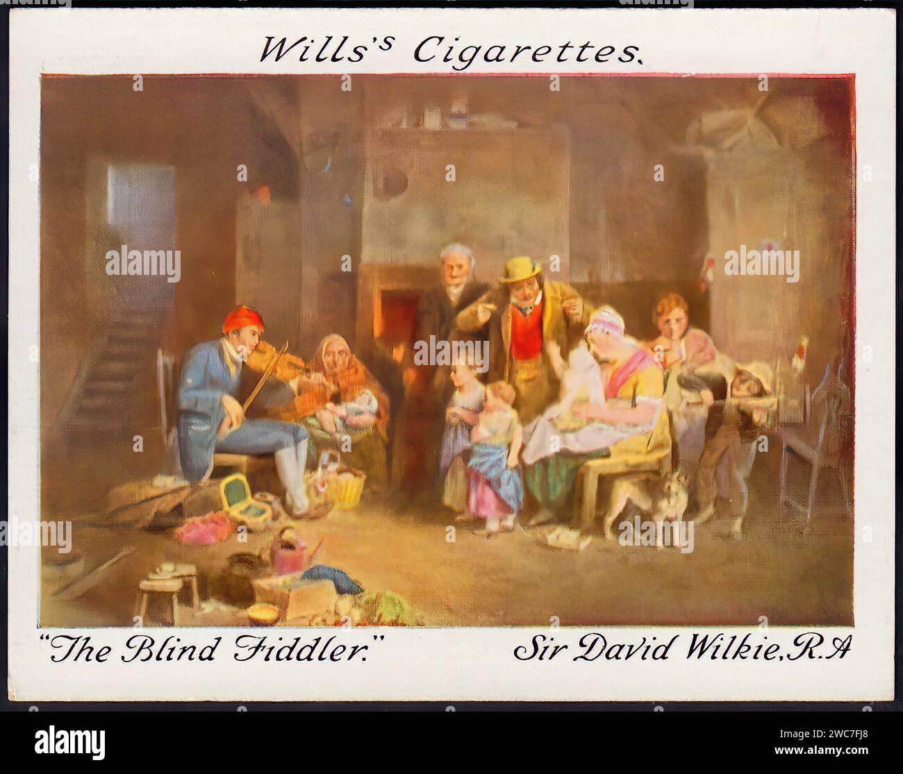 The Blind Fiddler - Vintage Cigarette Card Illustration Stock Photo - Alamy