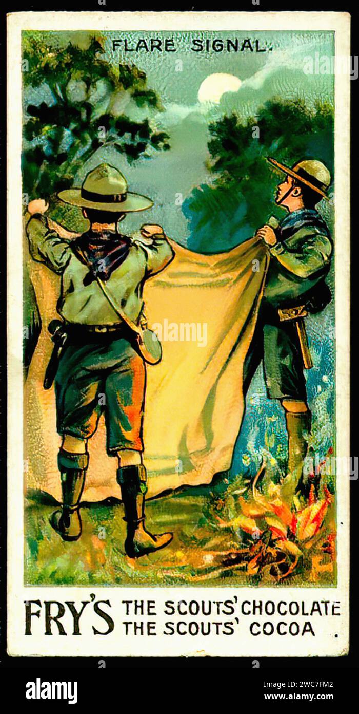 Boy Scout Flare Signal - Vintage Tradecard Illustration Stock Photo - Alamy