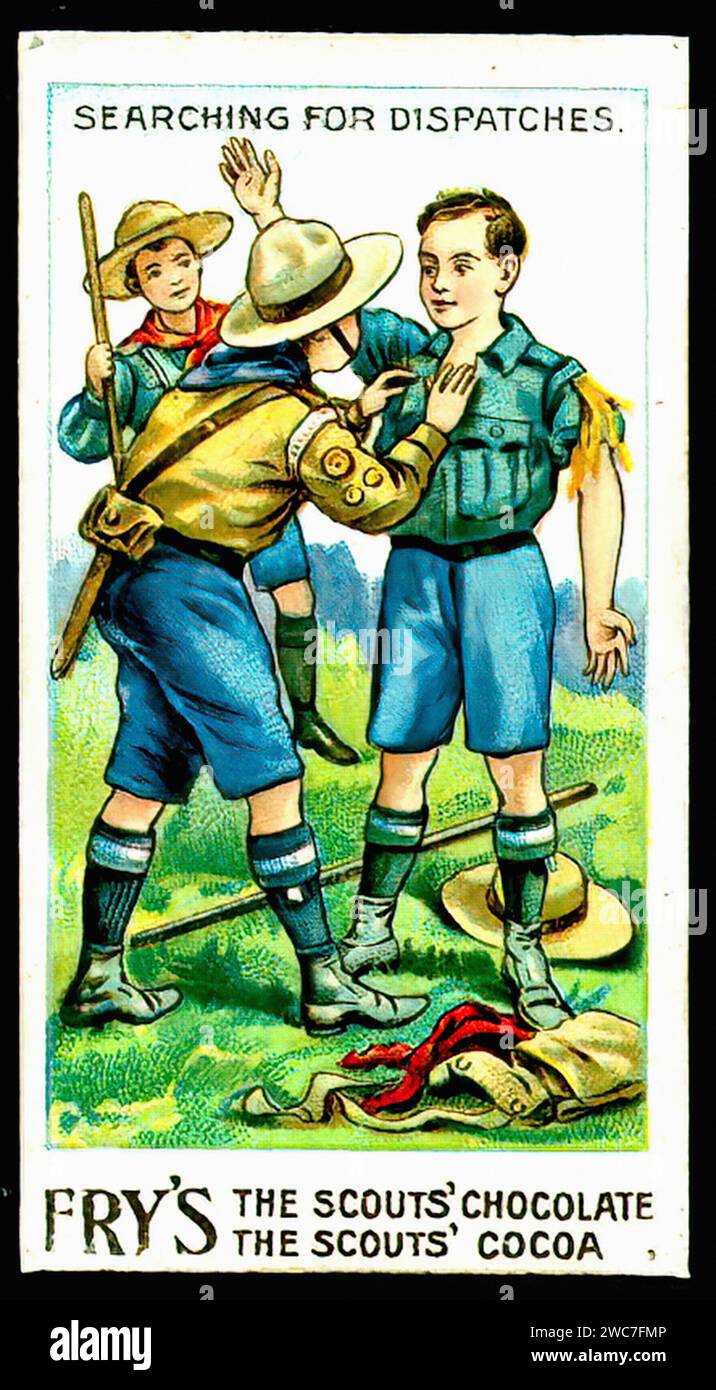 Boy Scouts searching for dispatches - Vintage Tradecard Illustration ...