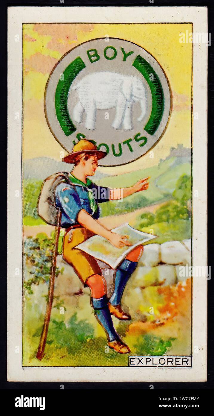 Boy Scout Explorer - Vintage Cigarette Card Illustration Stock Photo ...