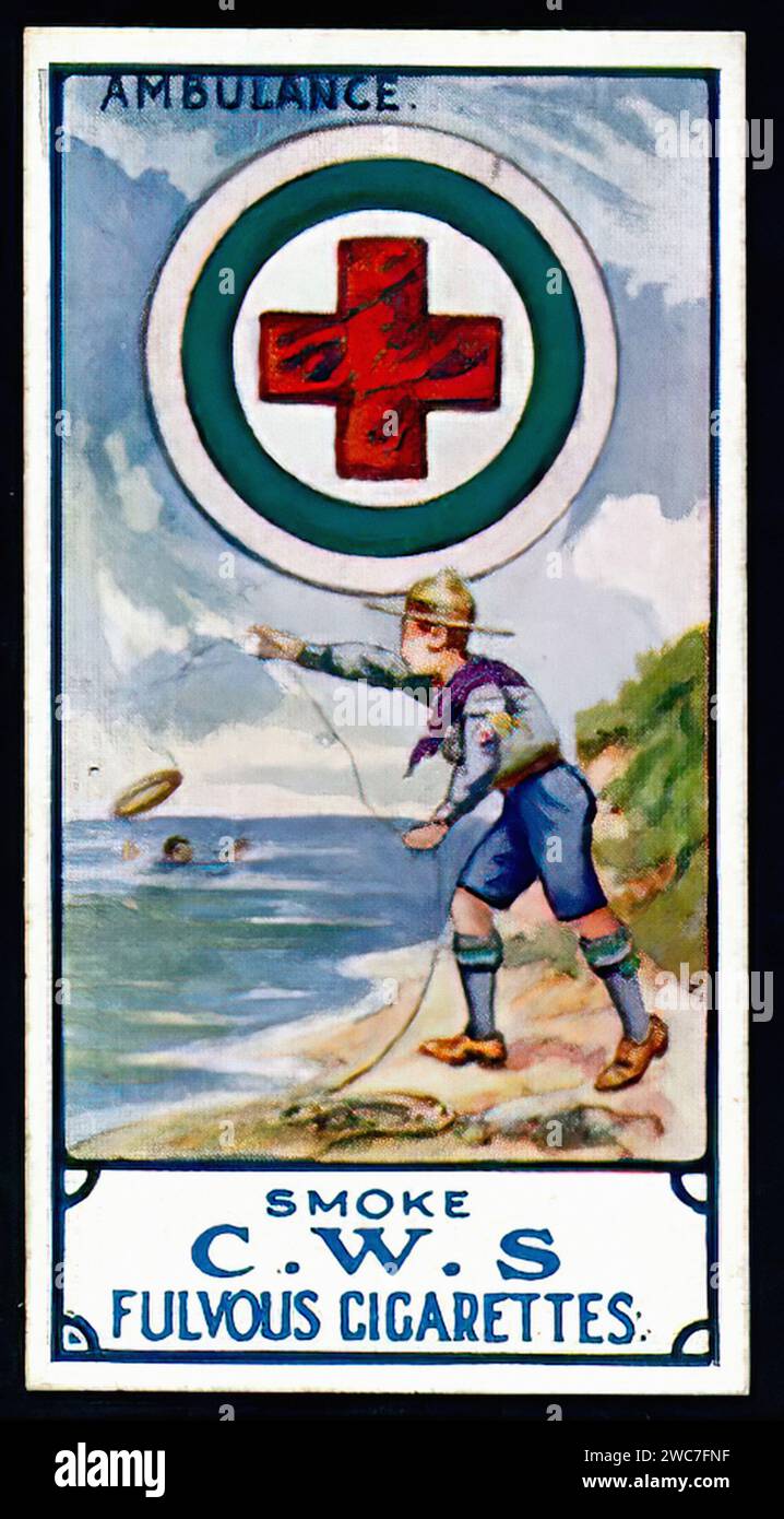 Boy Scouts Badges - Vintage Cigarette Card Illustration Stock Photo - Alamy