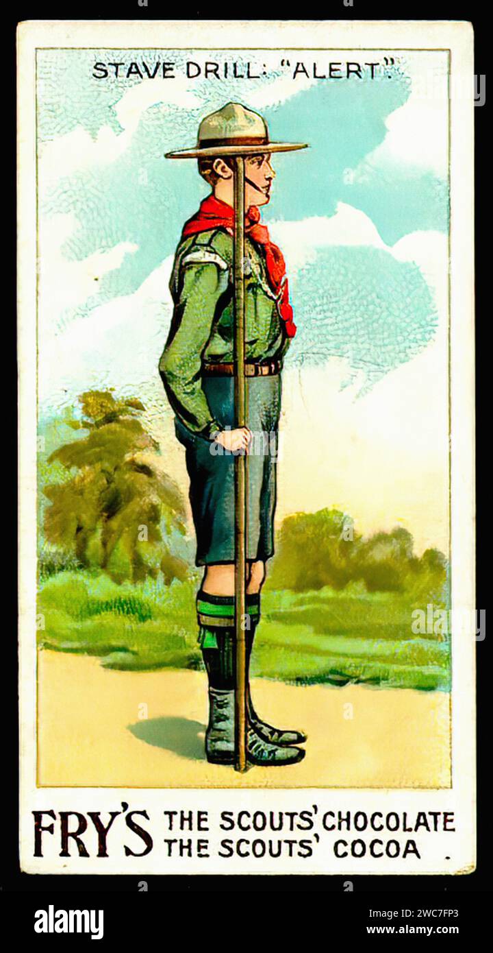 Boy Scout - Alert - Vintage Trade Card Illustration Stock Photo - Alamy