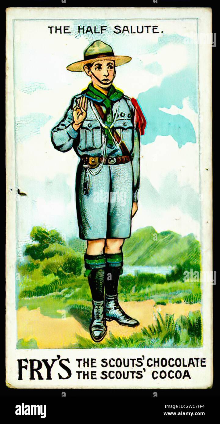 Boy Scout - Half Salute - Vintage Trade Card Illustration Stock Photo ...