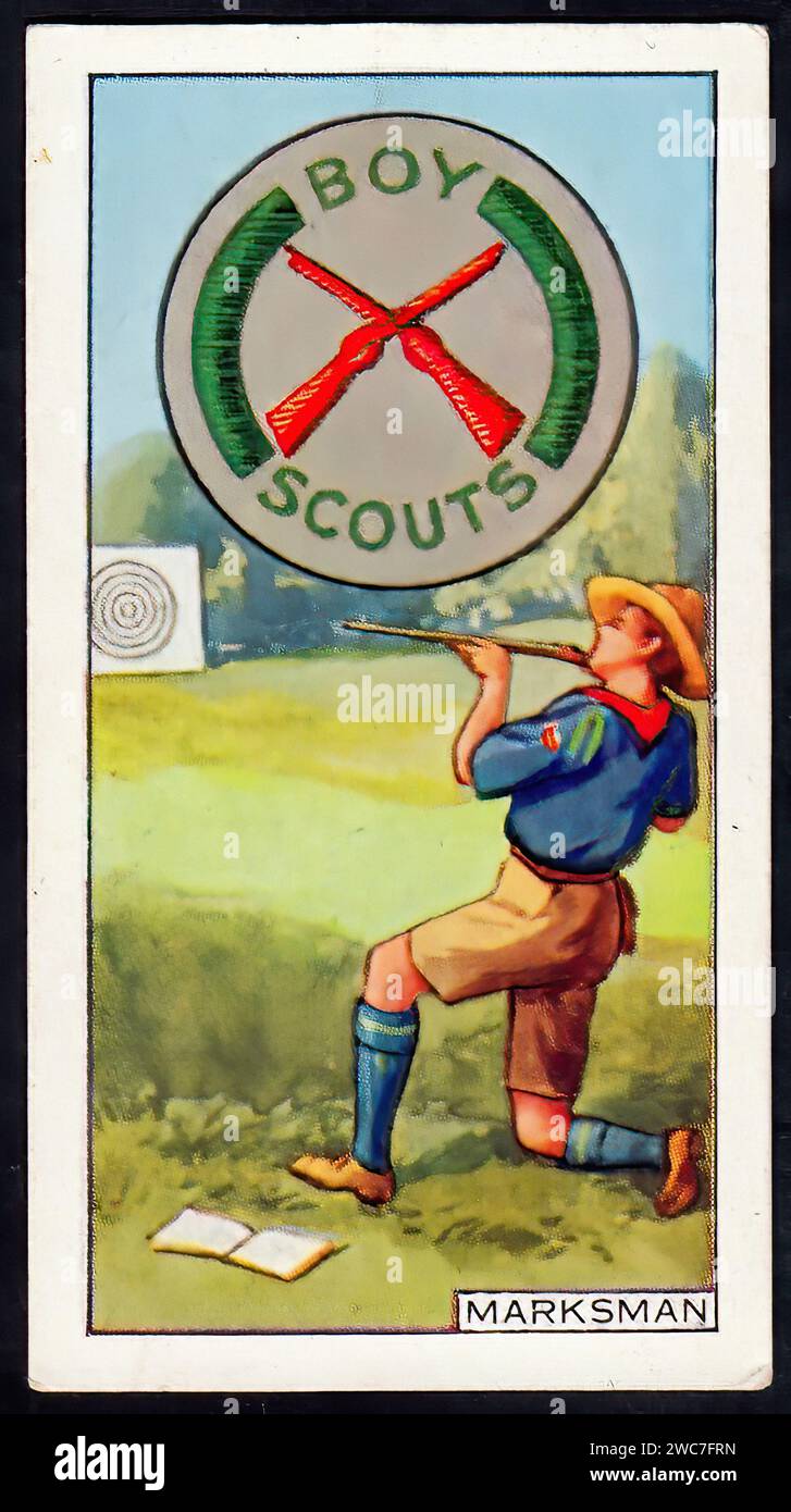 Boy Scout Marksman 001 - Vintage Cigarette Card Illustration Stock ...