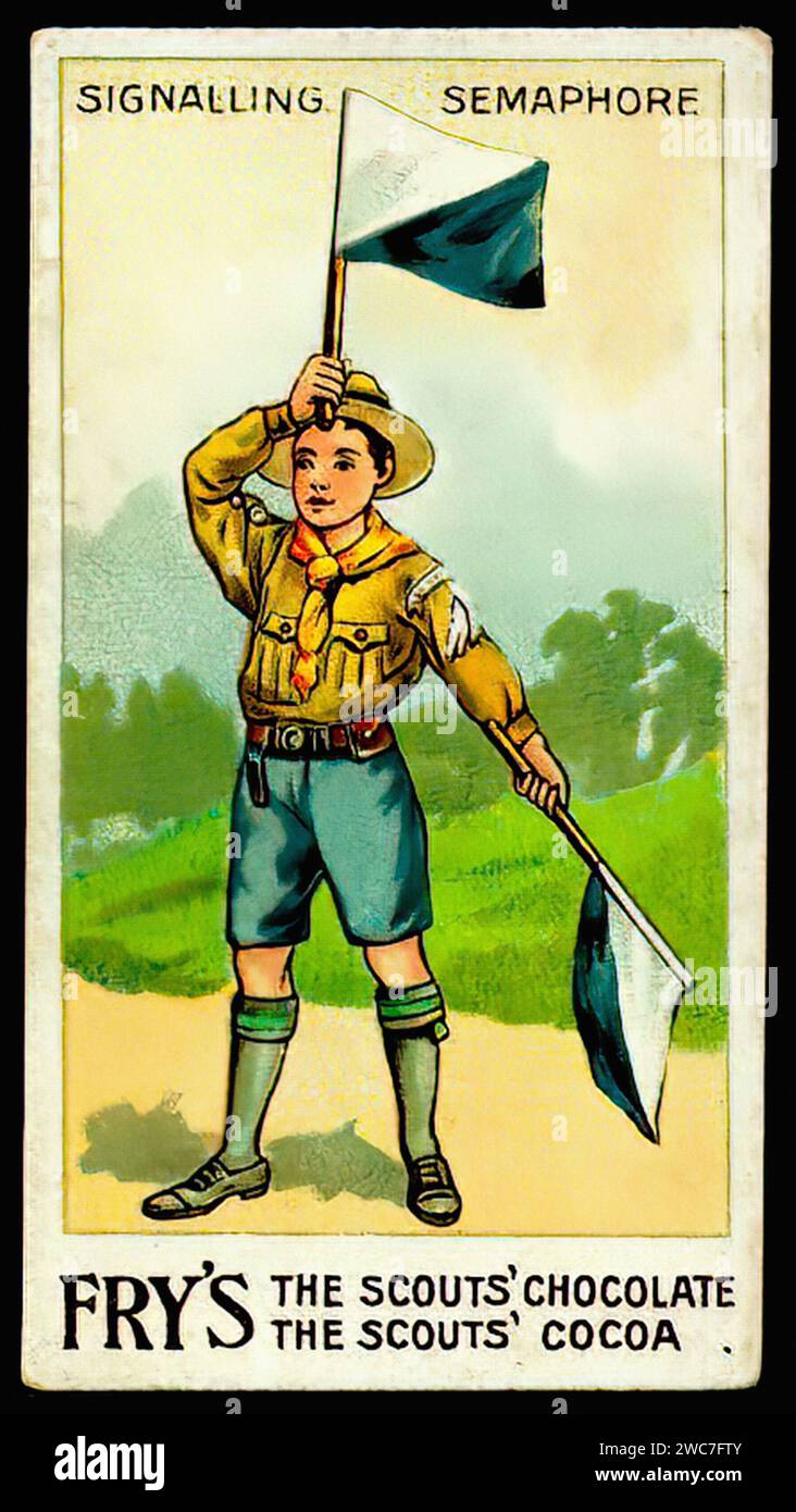 Boy Scout Semaphore Signalling - Vintage Tradecard Illustration Stock ...