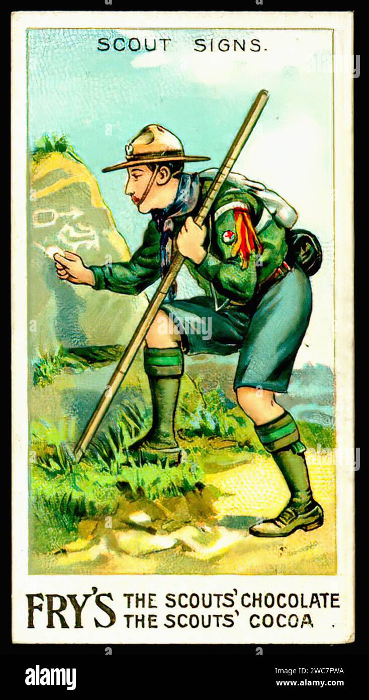 Boy Scout signs - Vintage Tradecard Illustration Stock Photo - Alamy