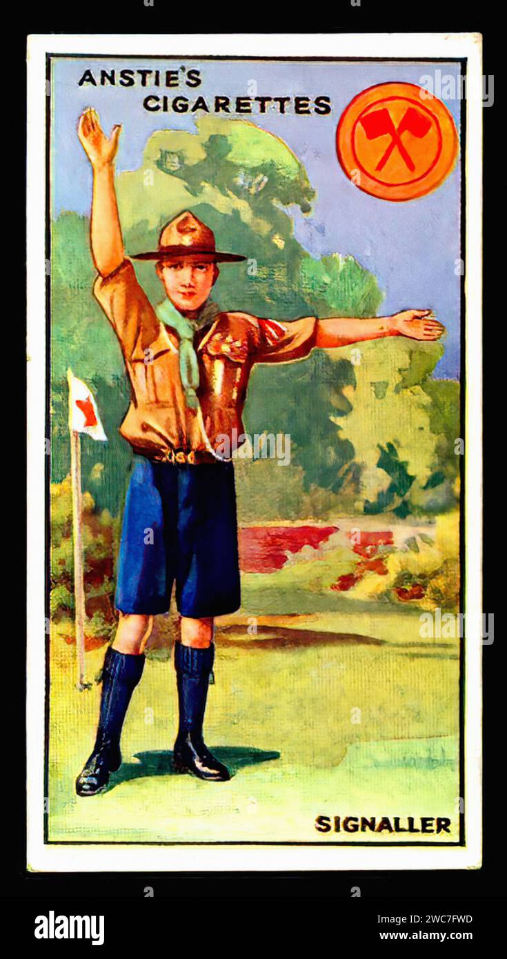 Boy Scout Signaller - Vintage Cigarette Card Illustration Stock Photo ...