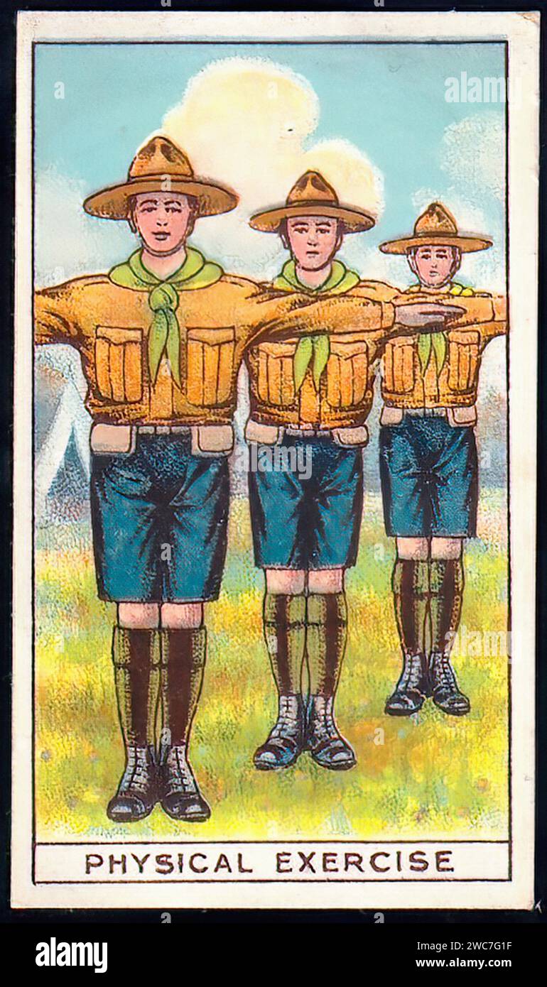 Boy Scouts, Physical Exercise - Vintage British Tradecard Illustration ...