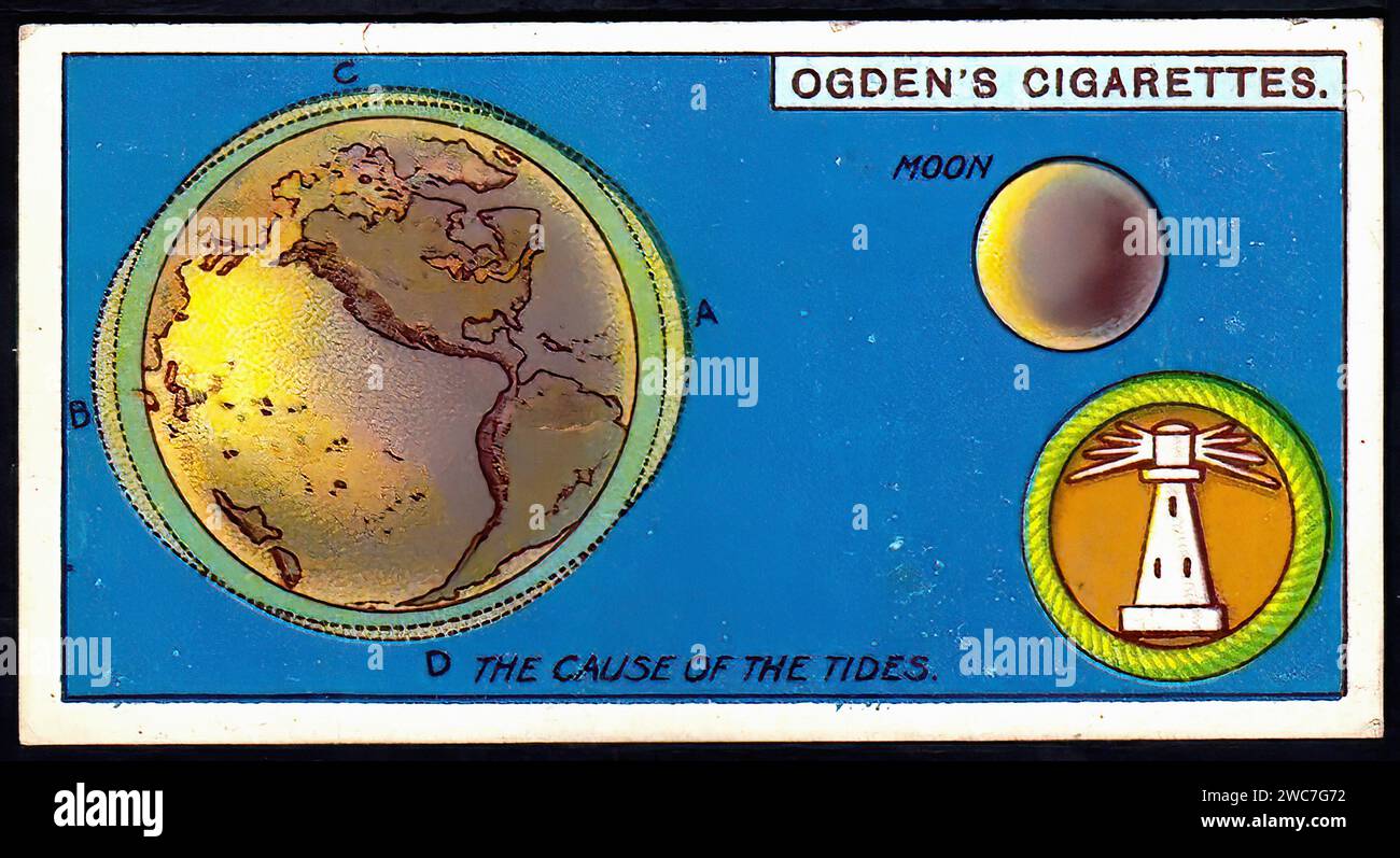 The Moon and the Tides - Vintage Cigarette Card Illustration Stock ...