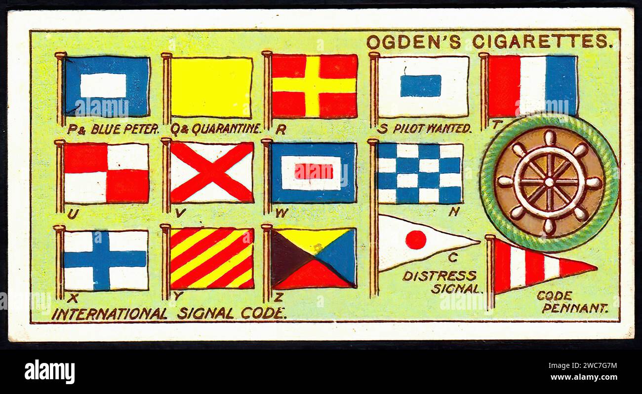 International Code of Signals 001 - Vintage Cigarette Card Illustration ...