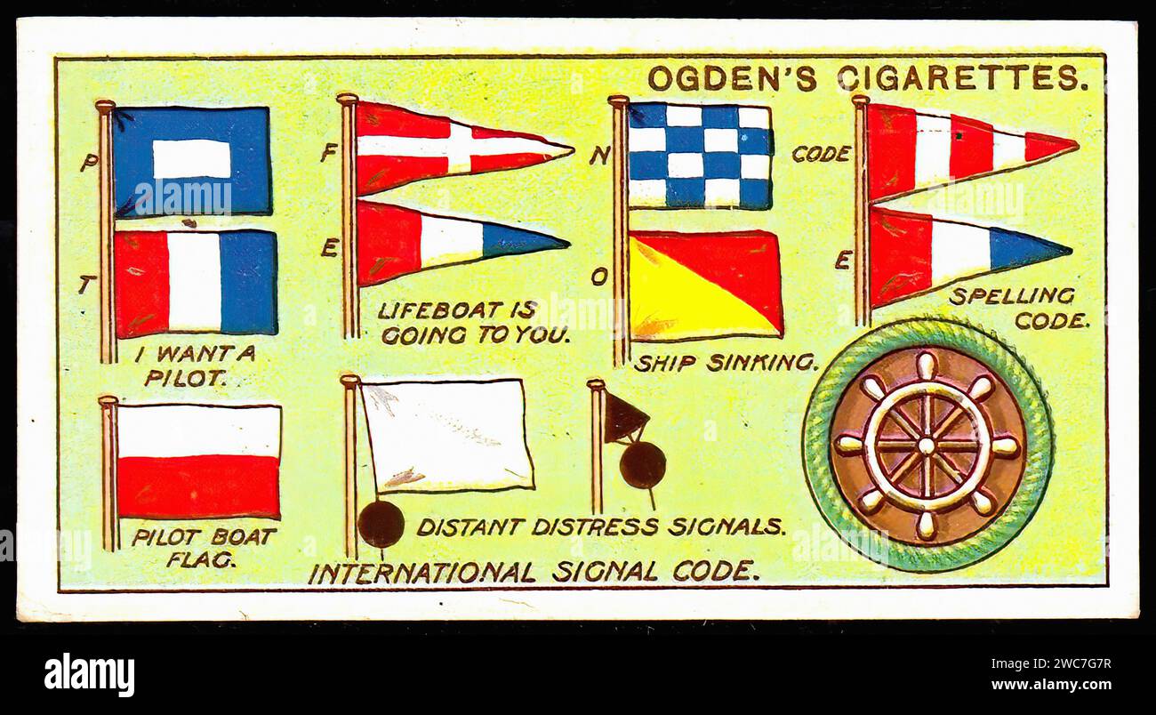 Signal Flags - Vintage Cigarette Card Illustration Stock Photo - Alamy