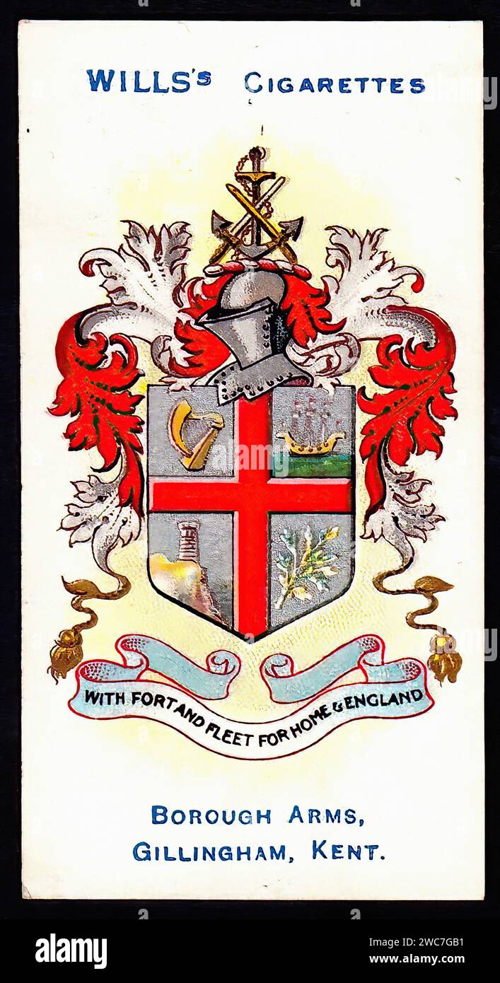Borough Arms of Gillingham - Vintage Cigarette Card Illustration Stock ...