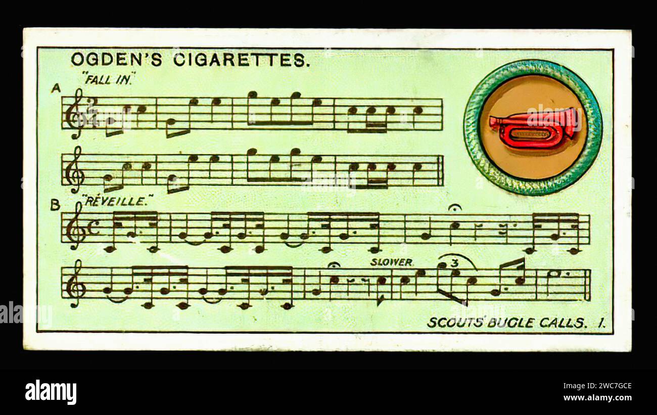 Scout's Bugle Calls - Vintage Cigarette Card Illustration Stock Photo ...