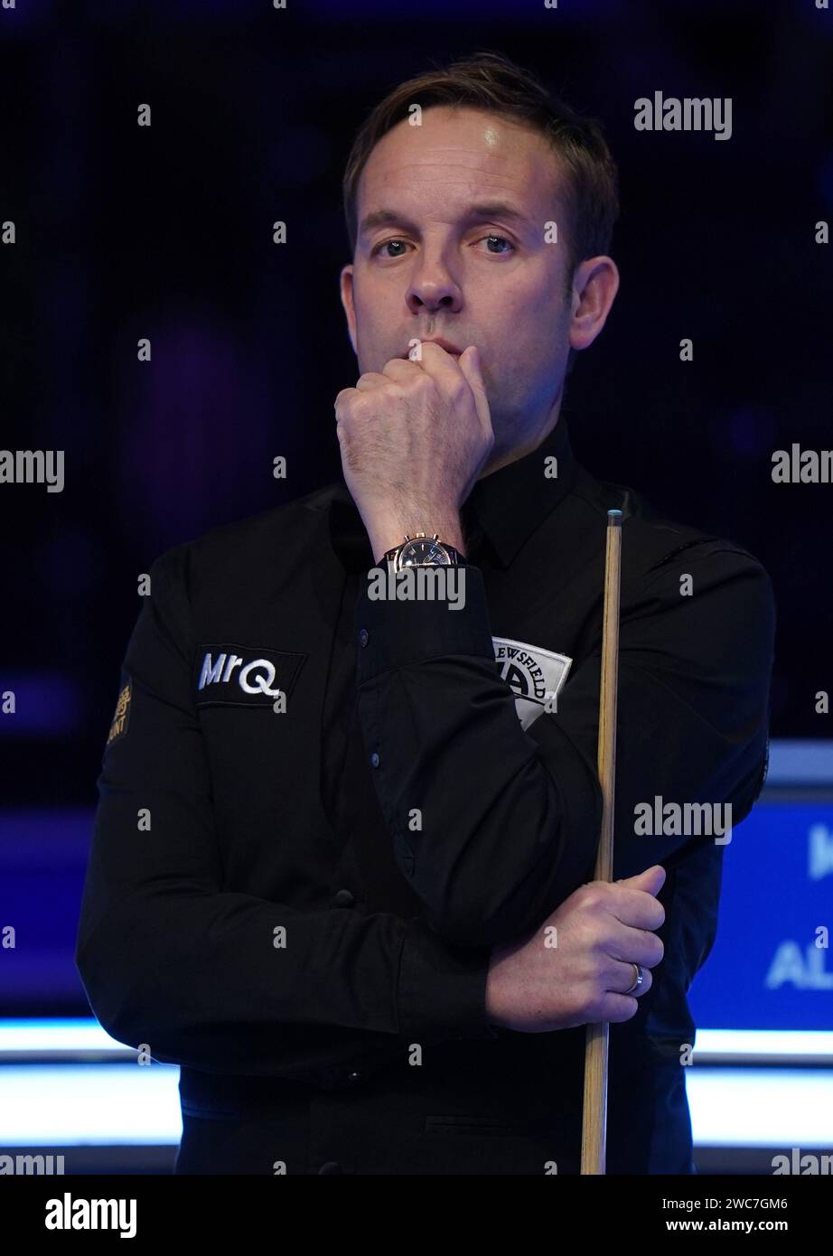 Ali Carter reacts during the MrQ Masters Final against Ronnie O ...