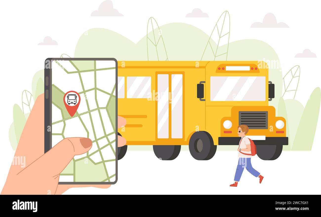 Kids bus smartphone Stock Vector Images - Alamy