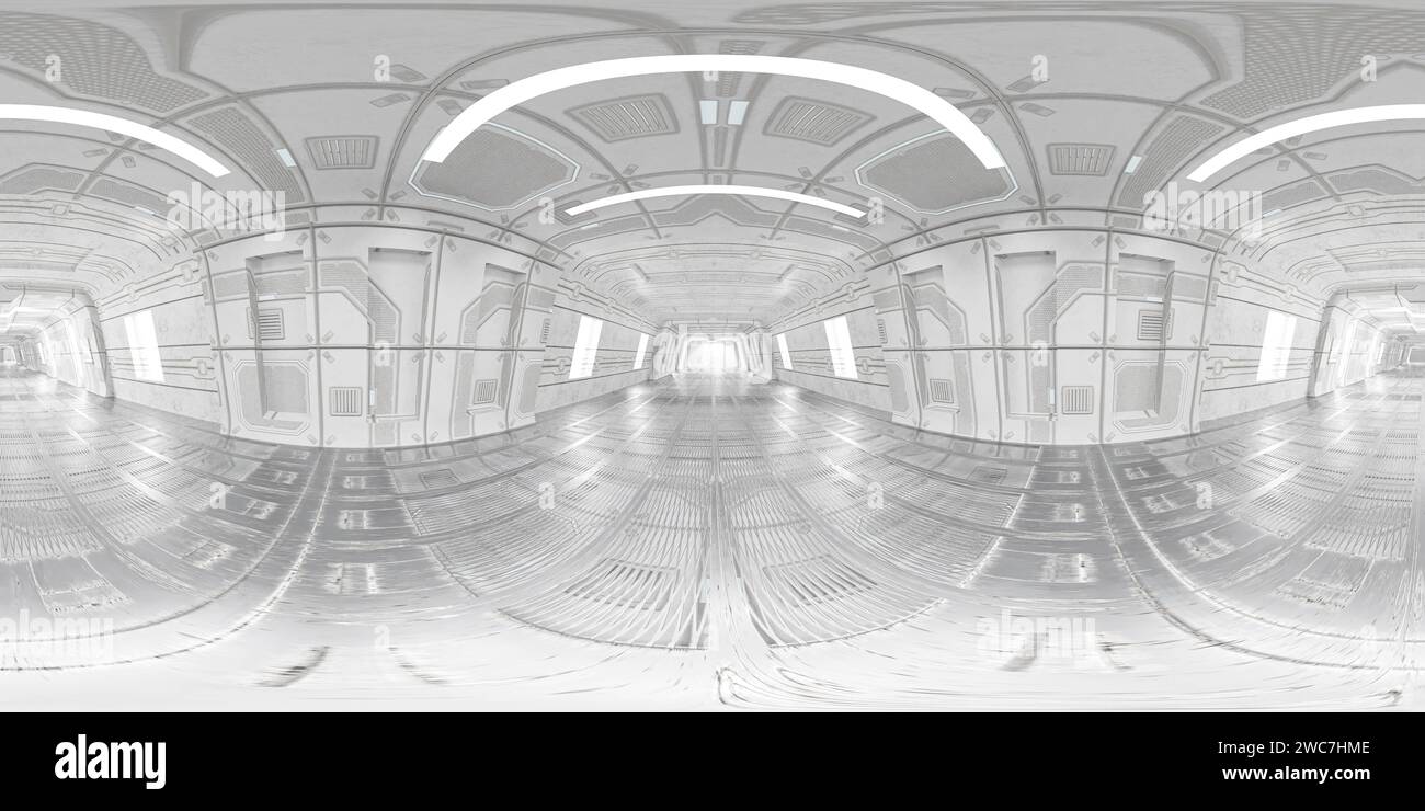 a futuristic hallway tunnel 360 panorama vr environment map 3D render ...