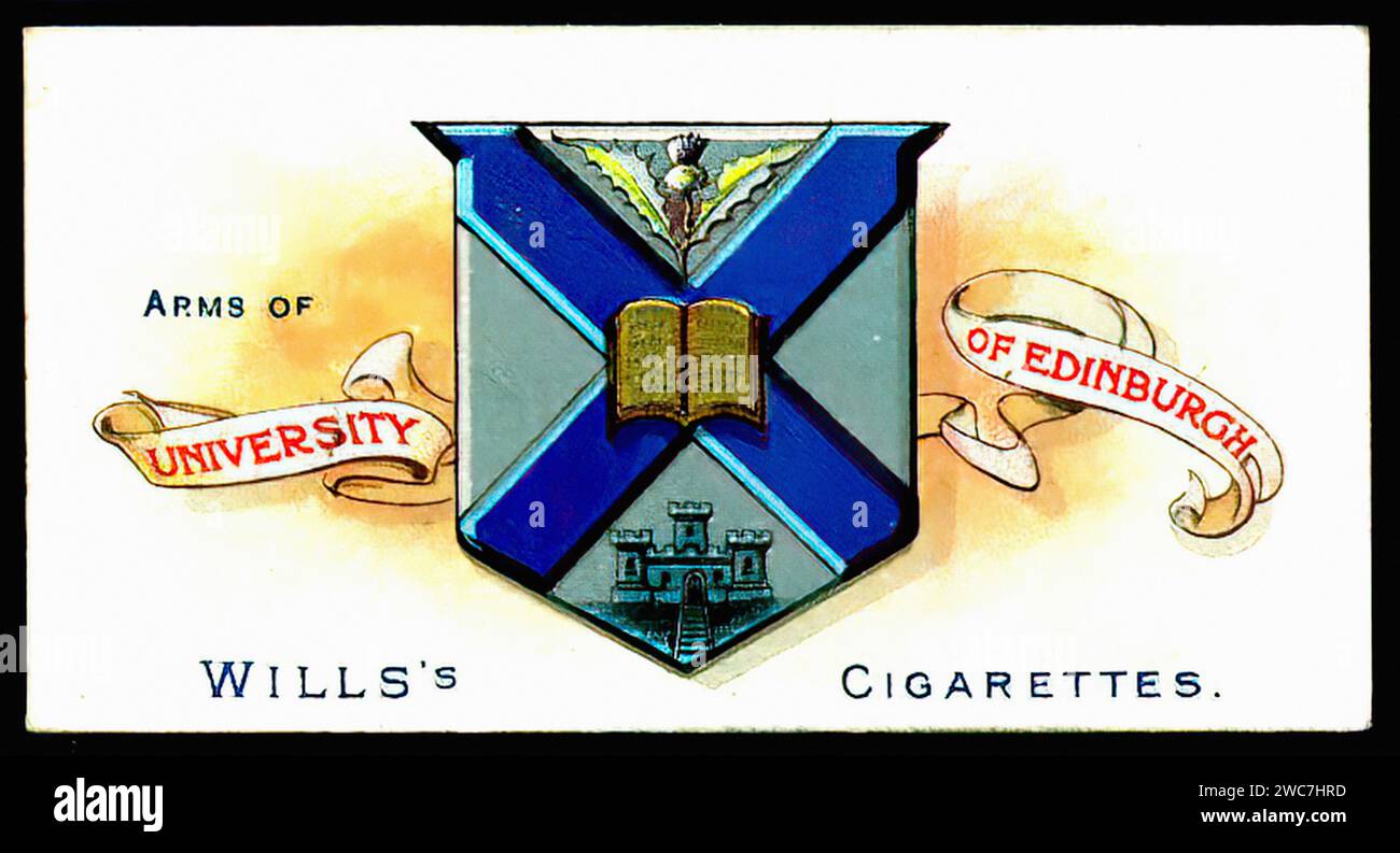 Arms of Edinburgh University - Vintage Cigarette Card Illustration ...