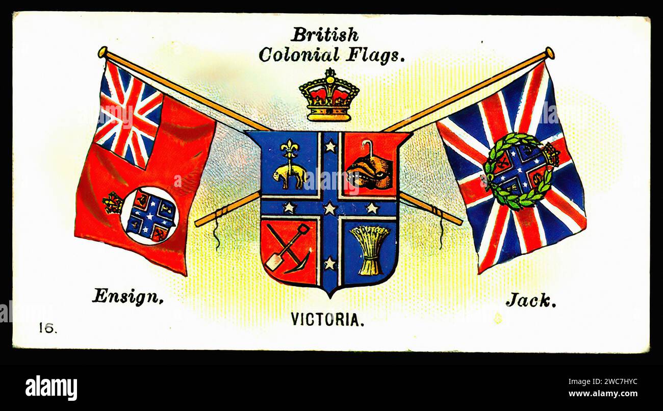Flags of Victoria - Vintage Cigarette Card Illustration Stock Photo - Alamy