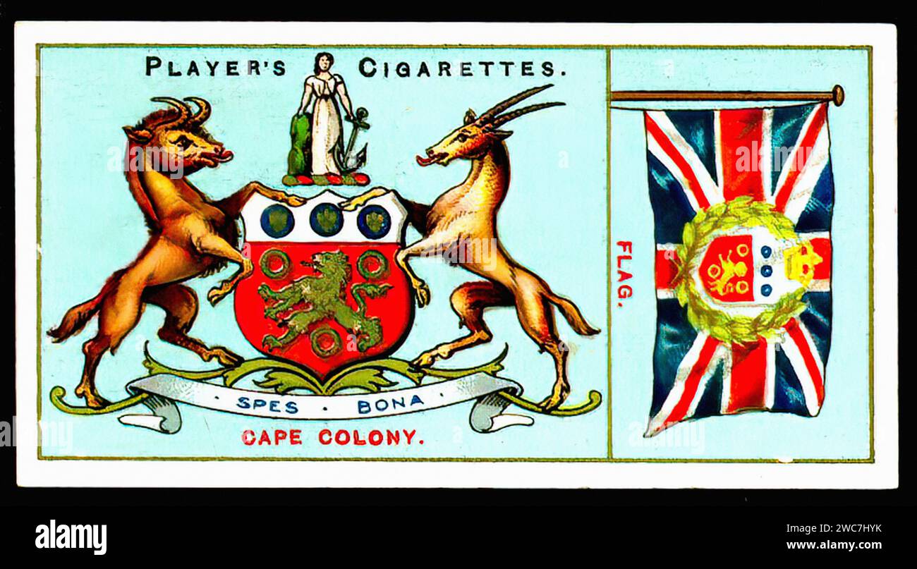 Arms & Flag of Cape Colony - Vintage Cigarette Card Illustration Stock ...