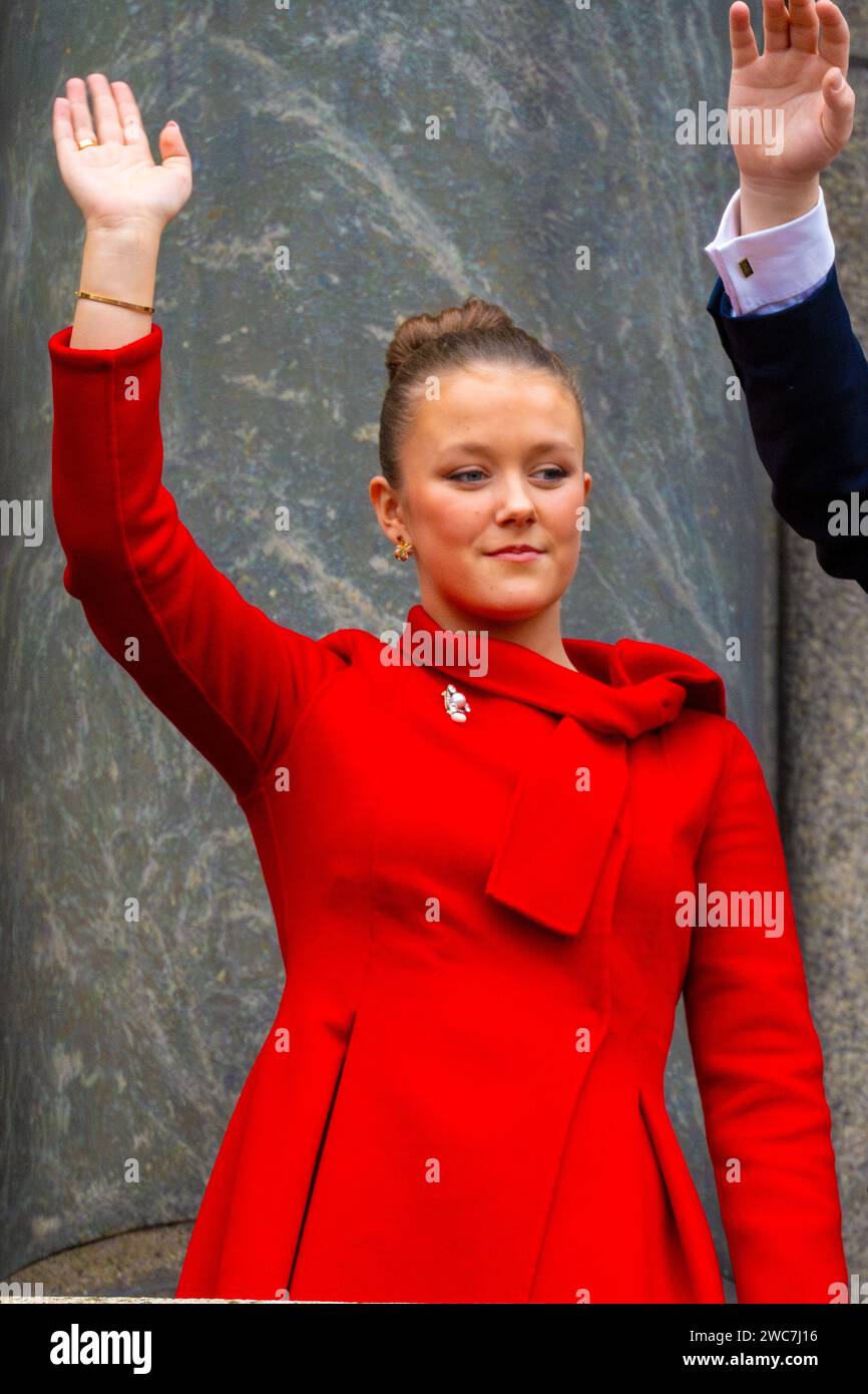 Copenhagen, Denmark. 14th Jan, 2024. Princess Isabelle at the balcony ...