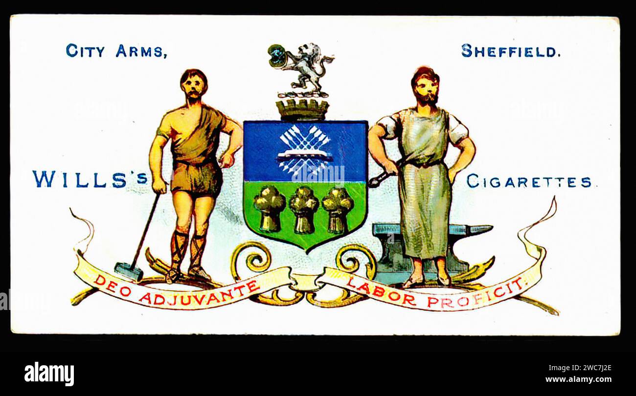 Arms of Sheffield - Vintage Cigarette Card Illustration Stock Photo - Alamy