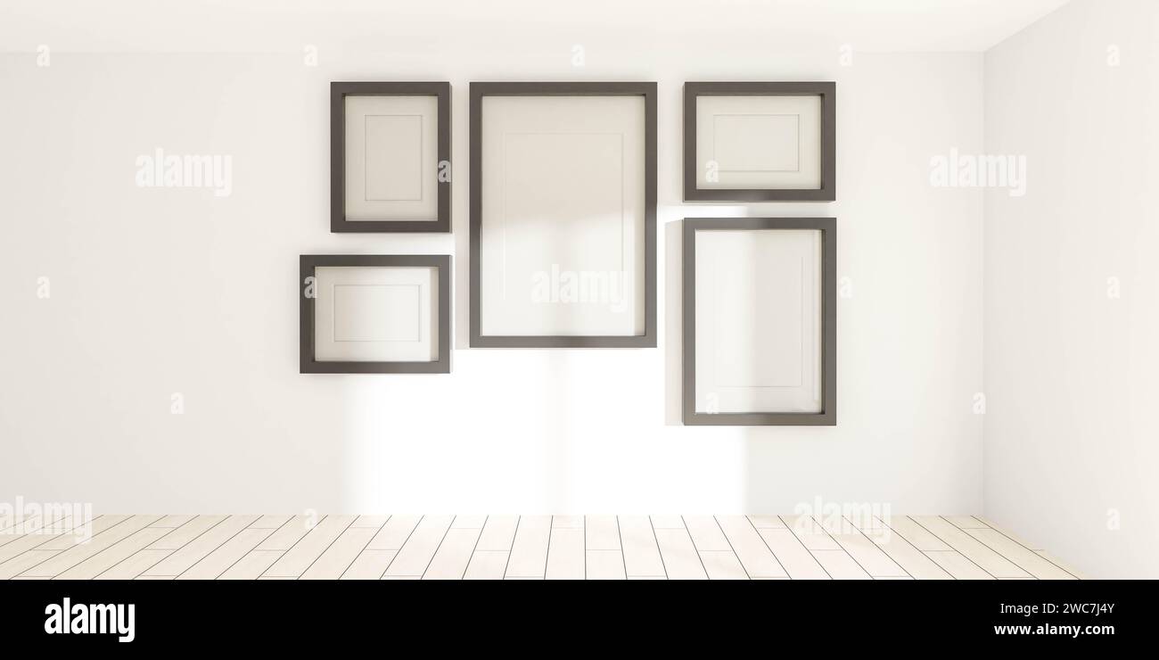 White Room with Four Frames 3D render illustration Stock Photo - Alamy