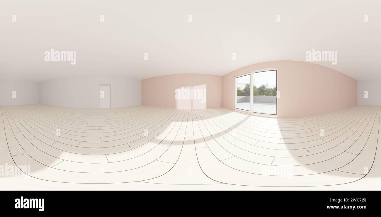 Spacious Room With Large Window and White Walls 360 panorama vr ...