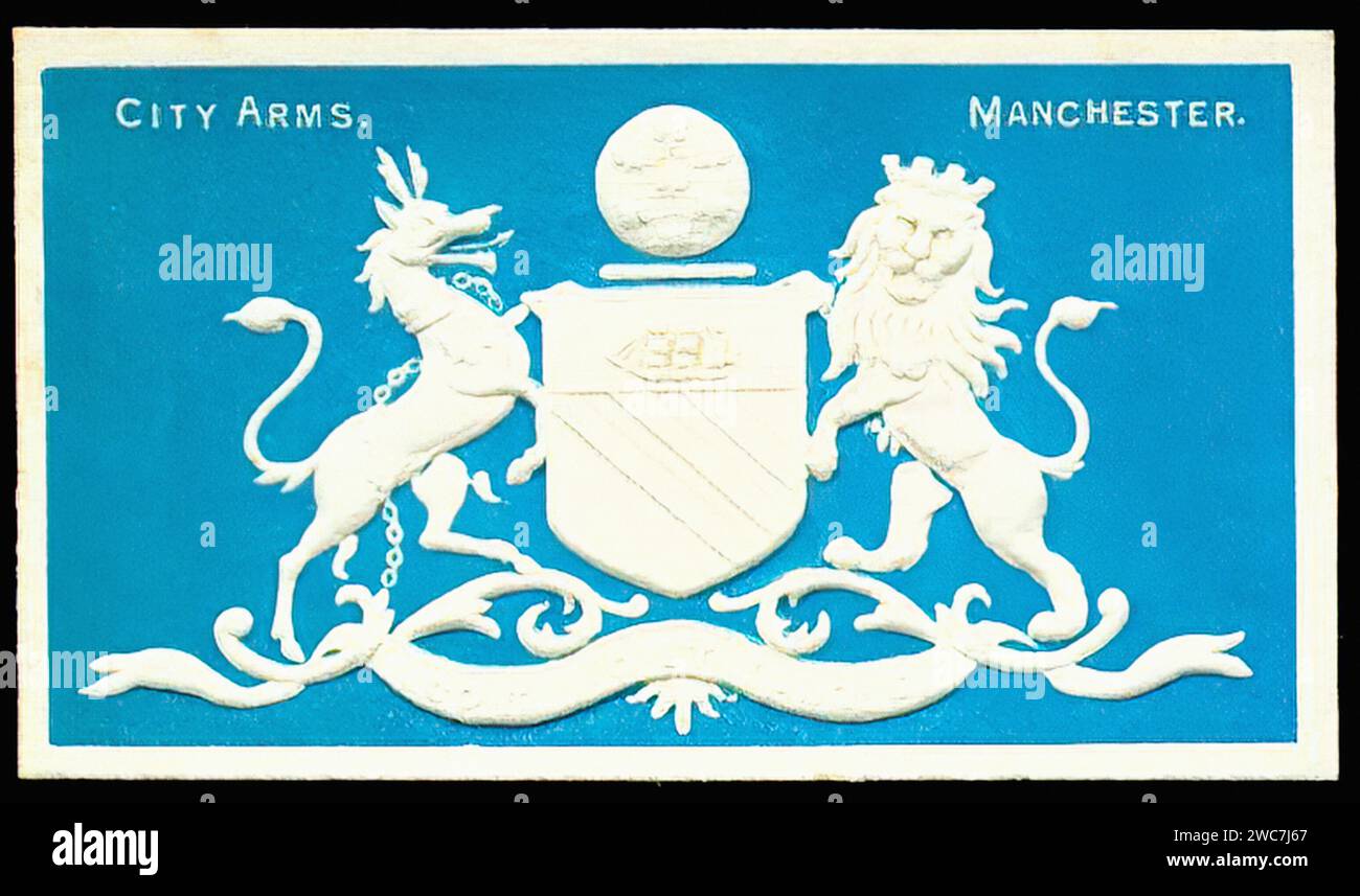 Arms of Manchester - Vintage Cigarette Card Illustration Stock Photo ...