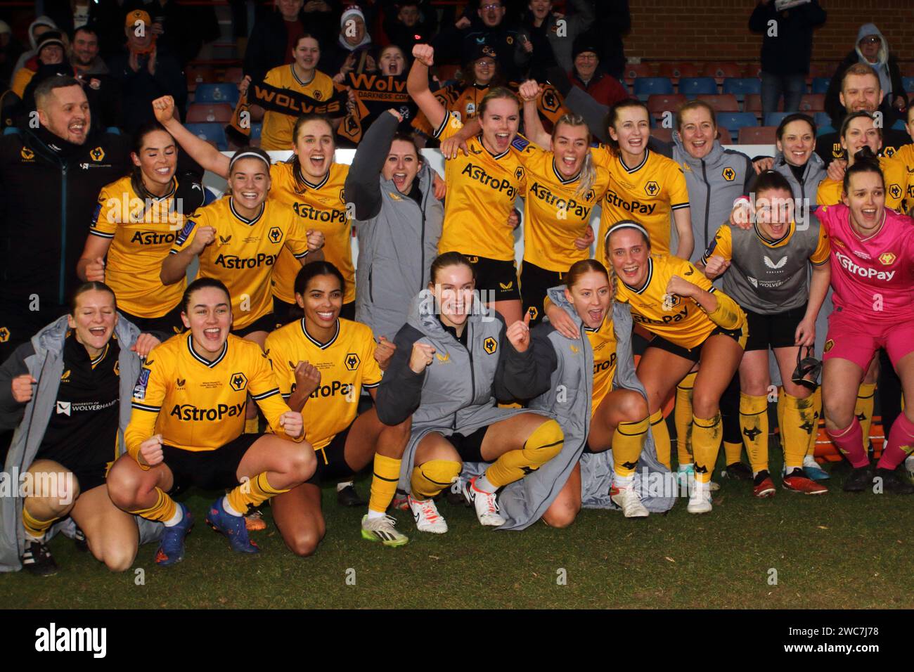 Wolves team and squad celebrate winning against Reading Women in Adobe ...