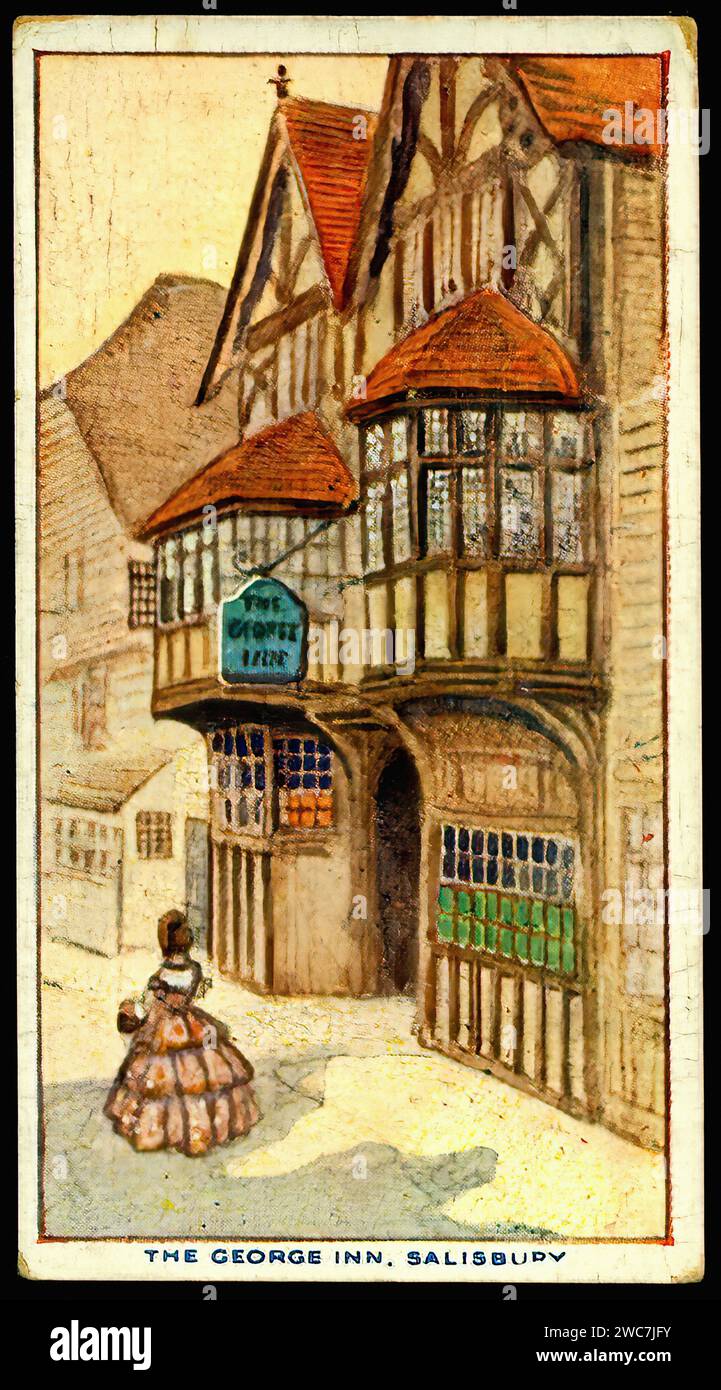 The George Inn, Salisbury - Vintage Cigarette Card Illustration Stock ...