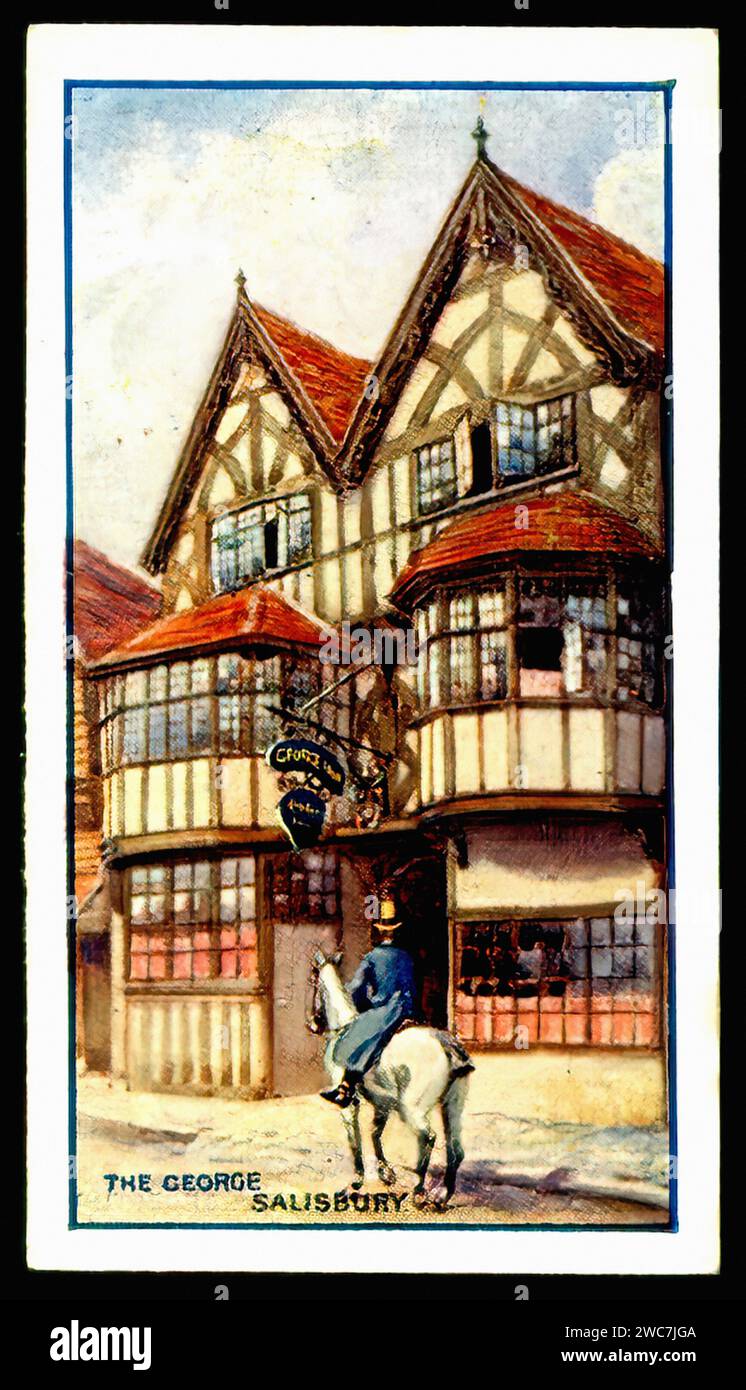 The George, Salisbury - Vintage Cigarette Card Illustration Stock Photo ...
