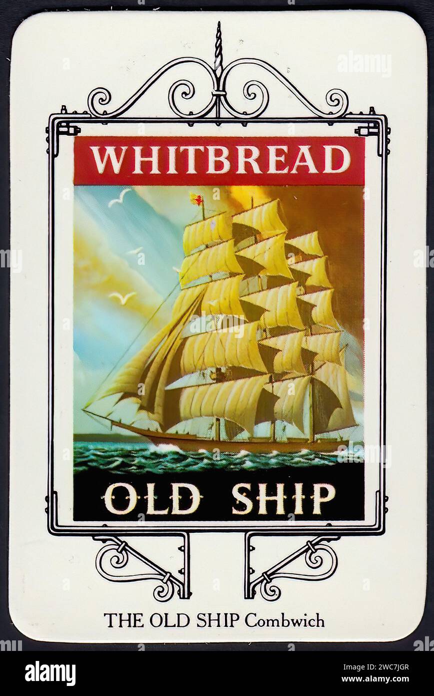 The Old Ship, Combwich - Vintage British Tradecard Illustration Stock ...