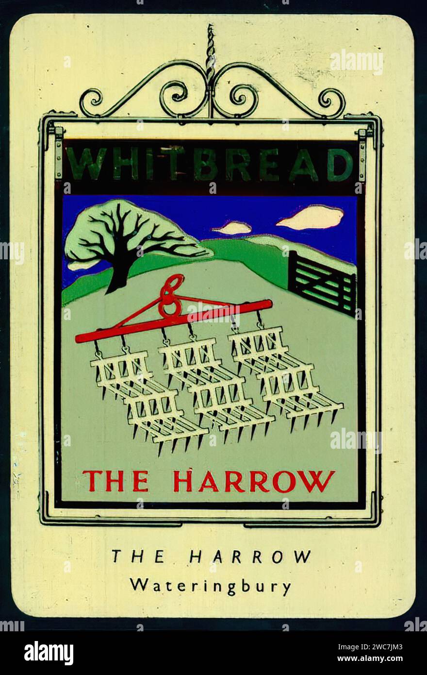 The Harrow - Vintage Whitbread Inn Signs Illustration Stock Photo - Alamy