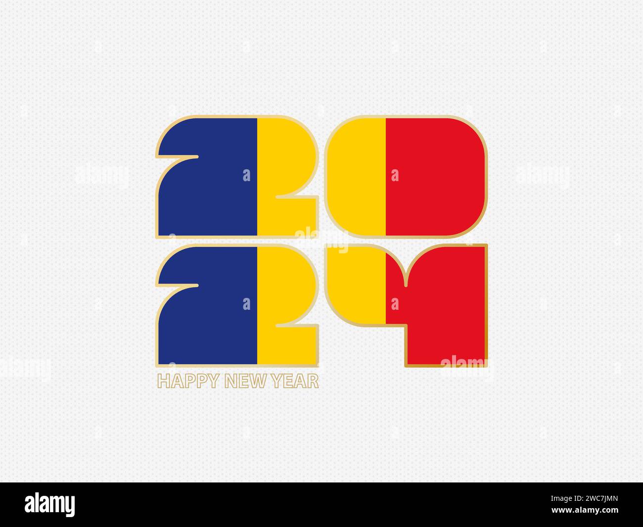 Abstract numbers 2024 with flag of Romania. Vector illustration Stock ...