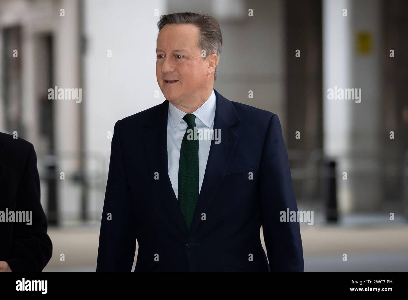 London, UK. 14th Jan, 2024. Lord David Cameron arrives at BBC ...