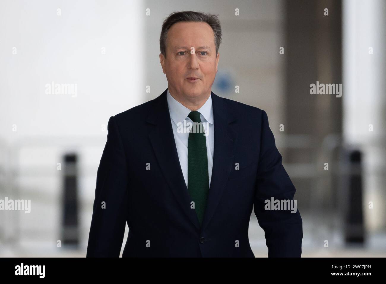 London, UK. 14th Jan, 2024. Lord David Cameron arrives at BBC ...