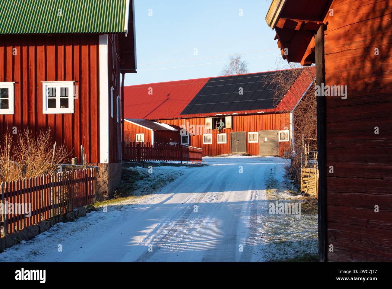 Village Alley In A Swedish Village In Småland In Winter At Christmas ...