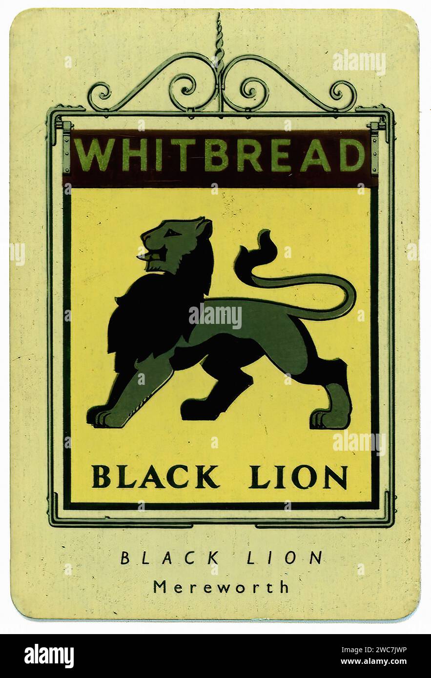 The Black Lion - Vintage Whitbread Inn Signs Illustration Stock Photo ...