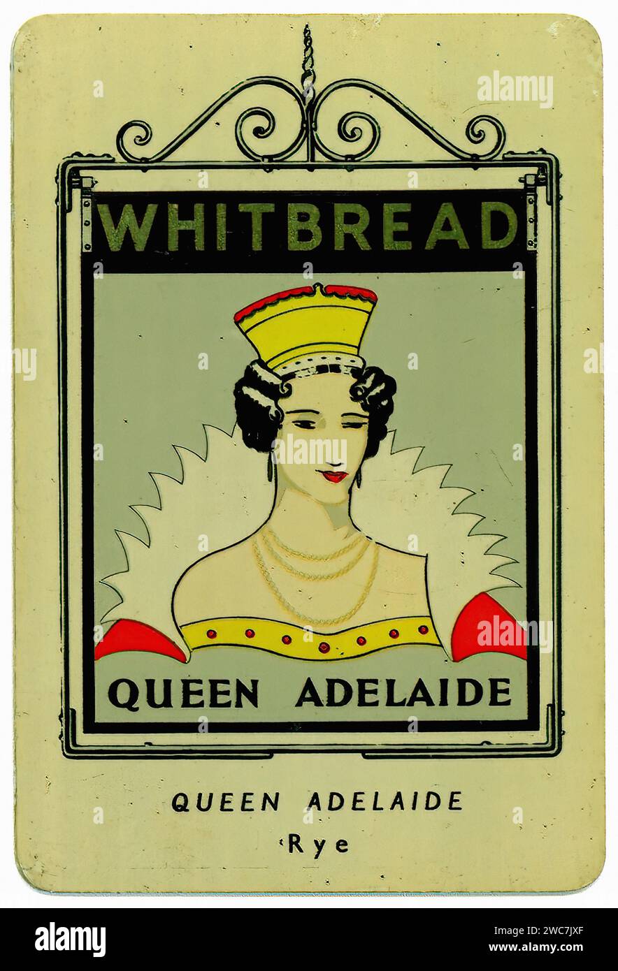 The Queen Adelaide - Vintage Whitbread Inn Signs Illustration Stock ...
