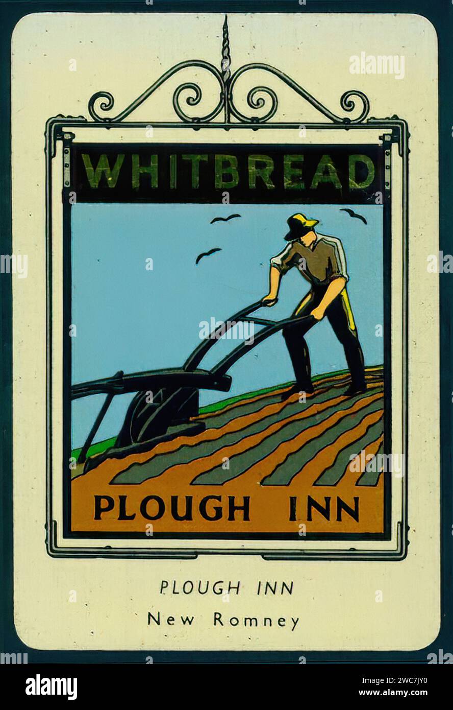Plough Inn - Vintage Whitbread Inn Signs Illustration Stock Photo - Alamy
