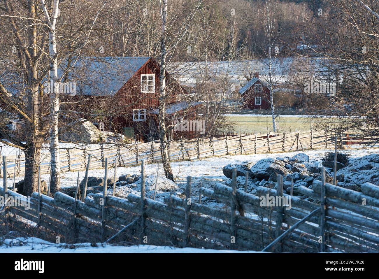 Beautiful scenic idyllic nordic swedish scandinavian rural countryside ...