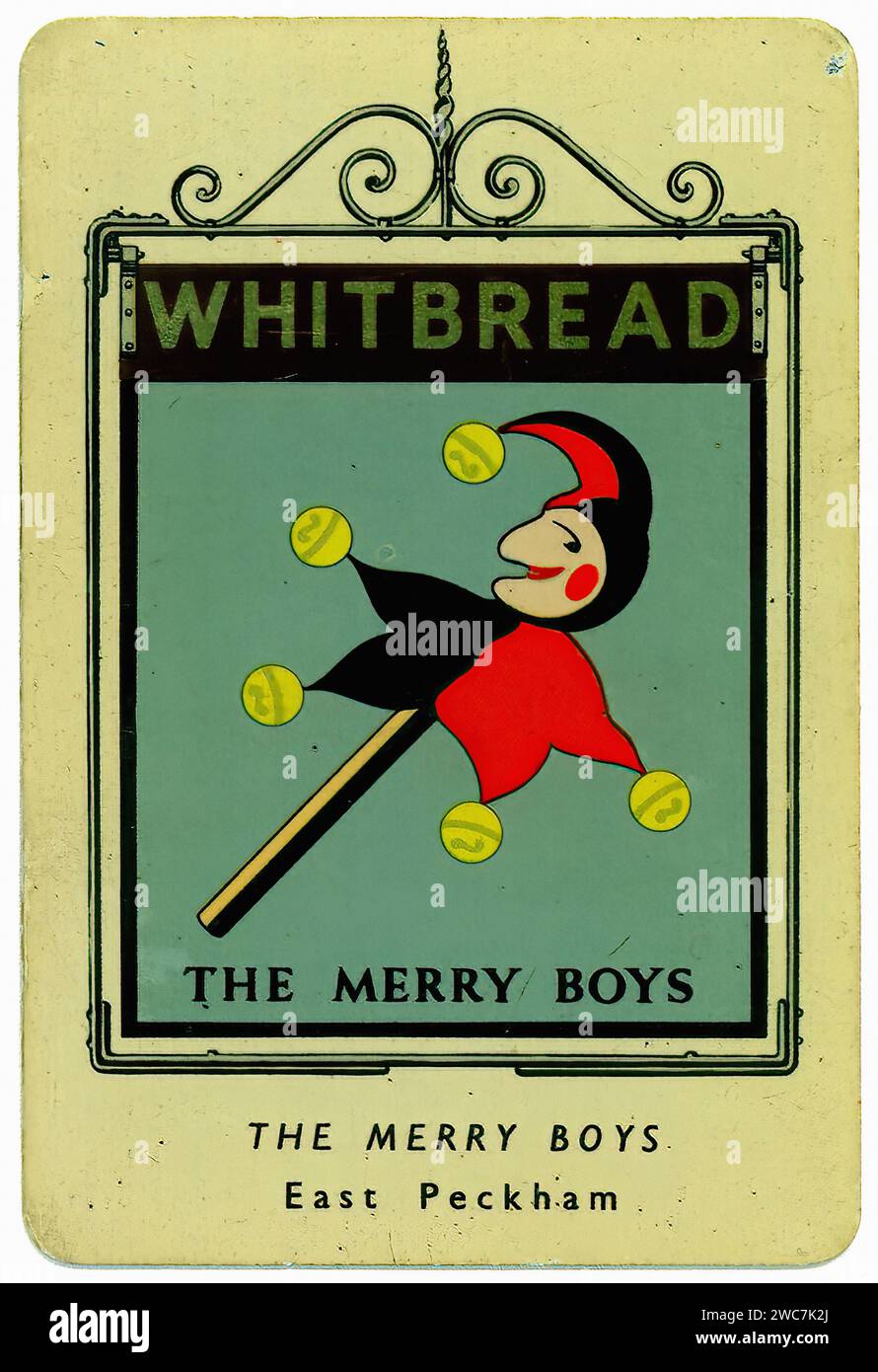 The Merry Boys - Vintage Whitbread Inn Signs Illustration Stock Photo ...