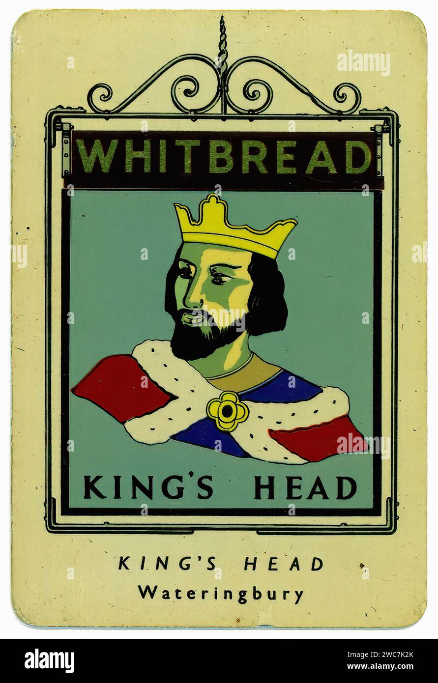The King's Head - Vintage Whitbread Inn Signs Illustration Stock Photo ...