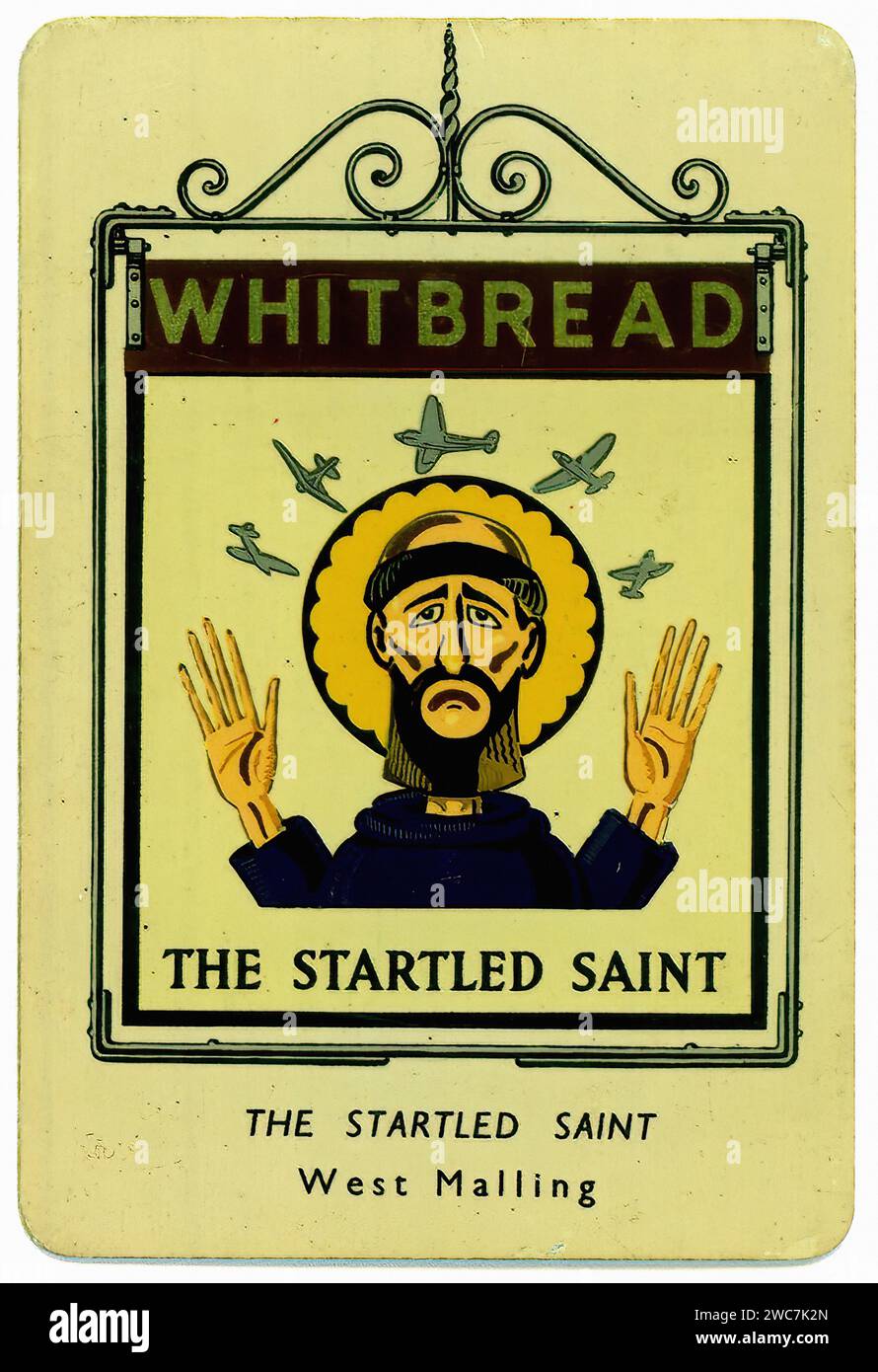 The Startled Saint - Vintage Whitbread Inn Signs Illustration Stock ...