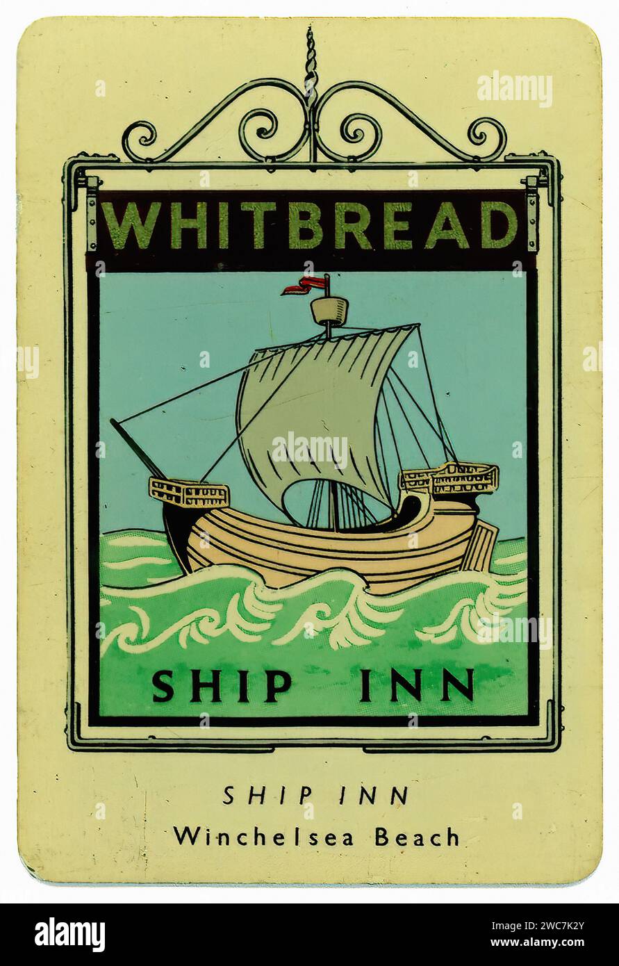 The Ship Inn - Vintage Whitbread Inn Signs Illustration Stock Photo - Alamy